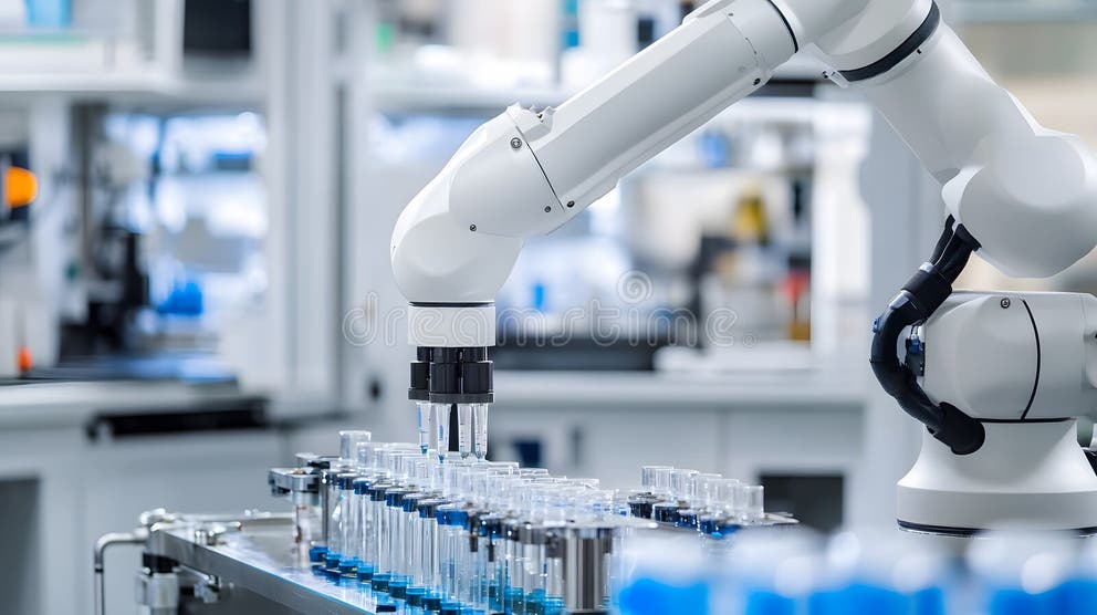 Biotech Lab Featuring Robotic Equipment Stock Illustration ...