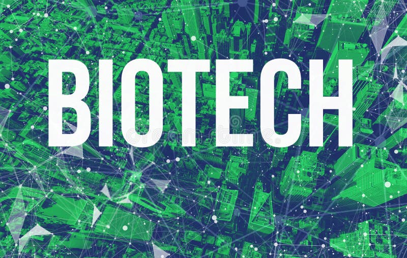 Biotech Theme with Abstract Network Patterns and Manhattan Skyscrapers ...