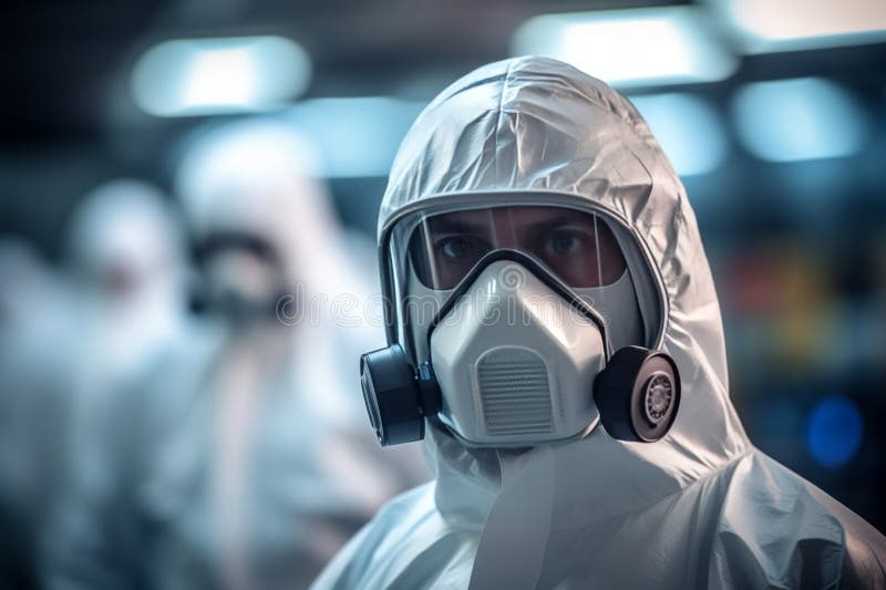 Biotech Worker in Pharmaceutical Cleanroom with Protective Gear ...