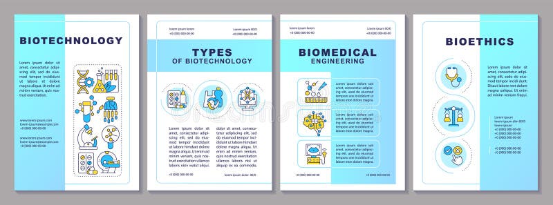 Biotechnology Blue Brochure Template Stock Vector - Illustration of ...