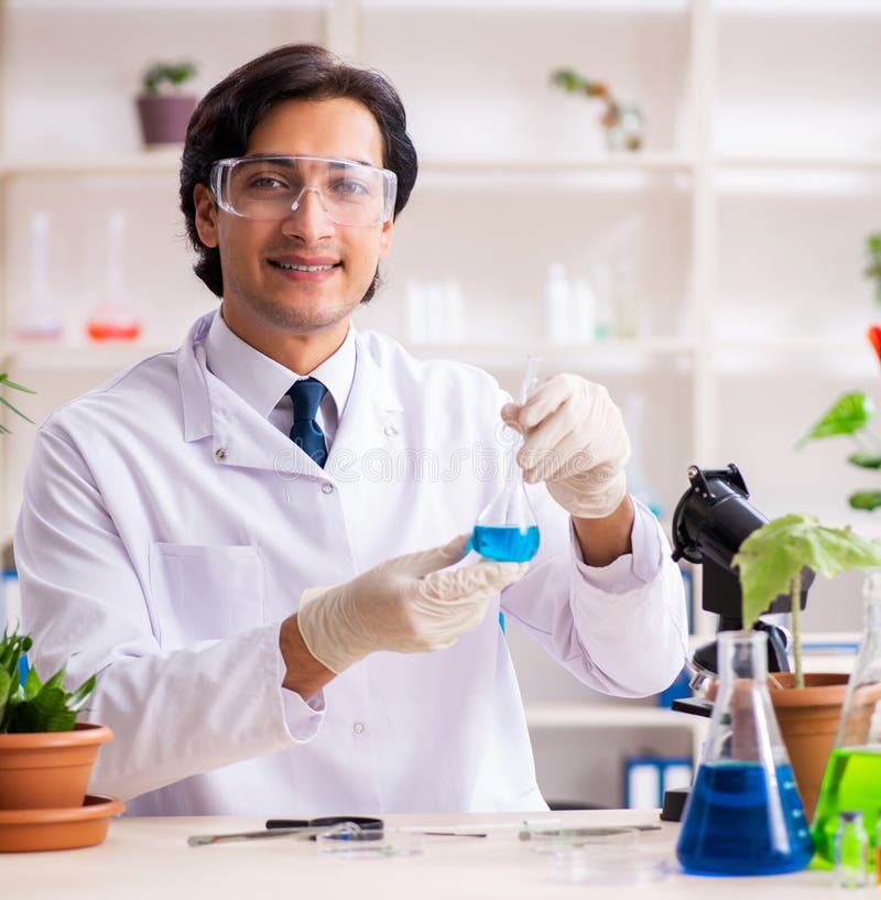 Biotechnology Chemist Working in Lab Stock Photo - Image of flask ...