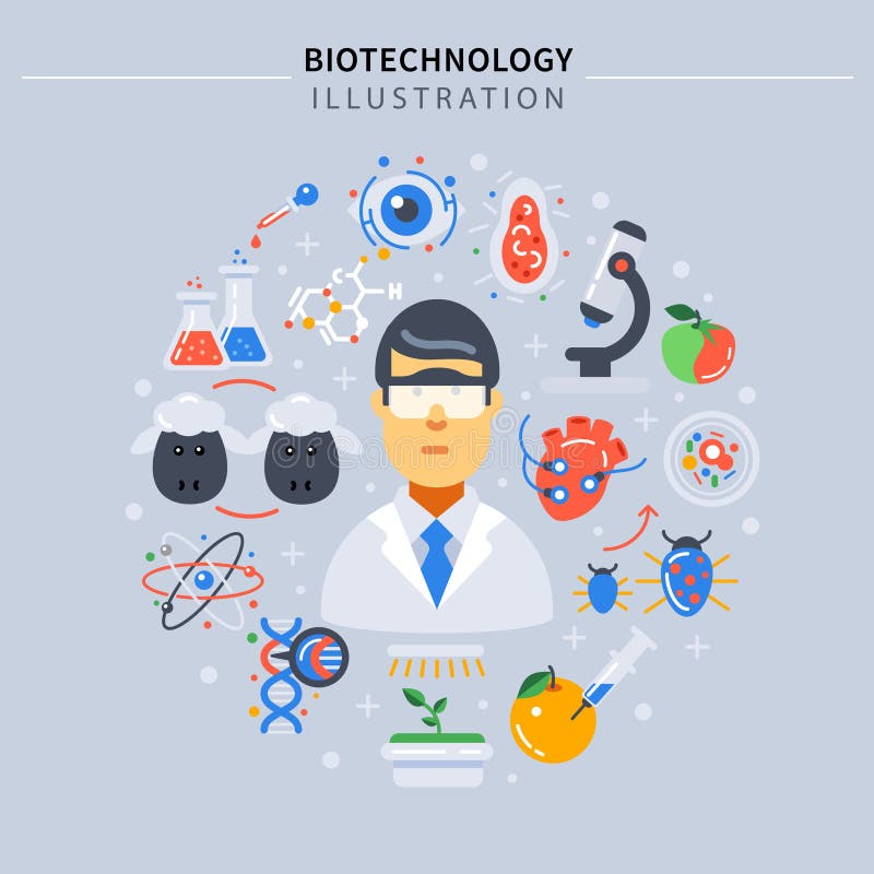Biotechnology Colored Composition Stock Vector - Illustration of ...