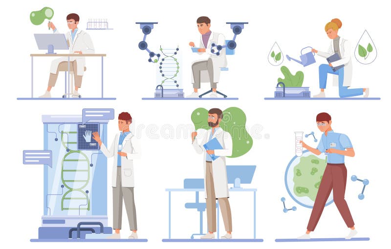 Biotechnology Compositions in Flat Design Stock Illustration ...