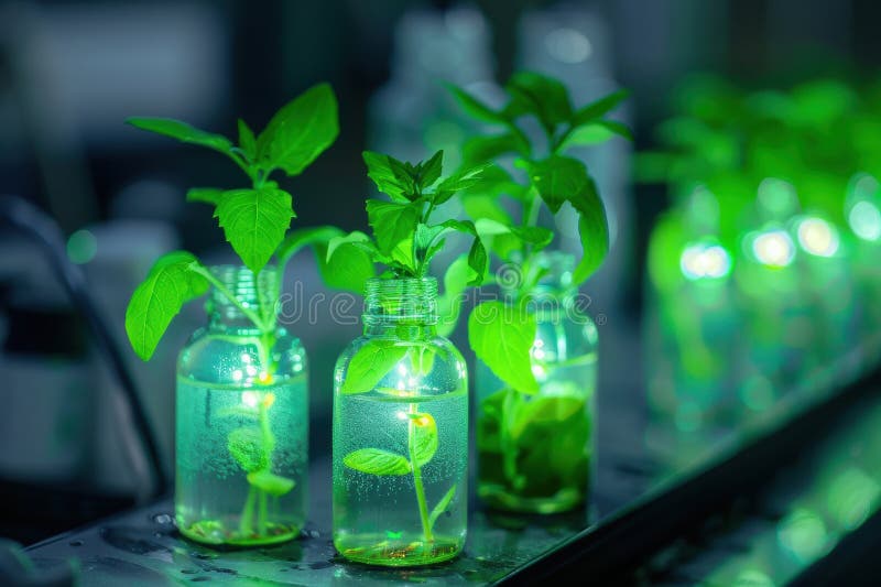 Biotechnology Concept Featuring Futuristic GMO Crops and Genetically ...