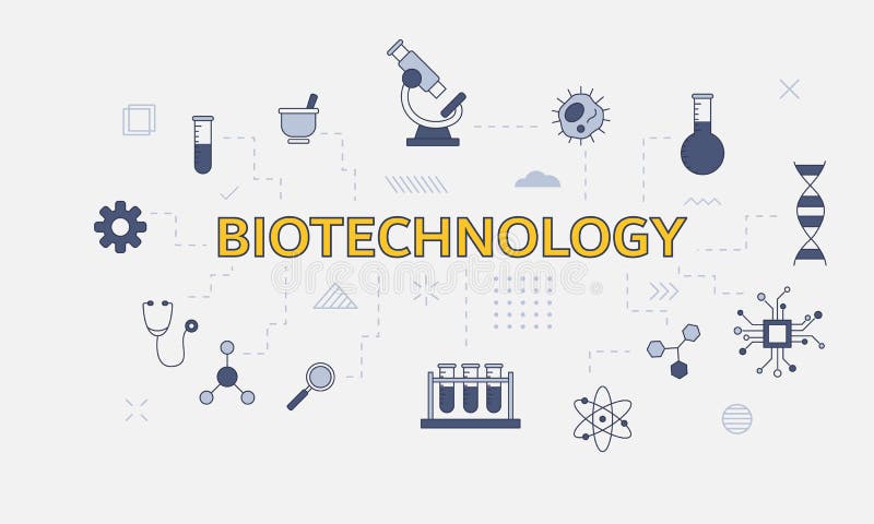 Biotechnology Concept with Icon Set Template Banner with Modern Blue ...