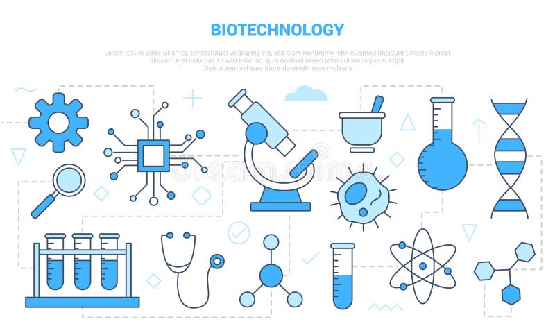 Biotechnology Lab Banner With Cartoon Robot And Scientist Stock Vector ...