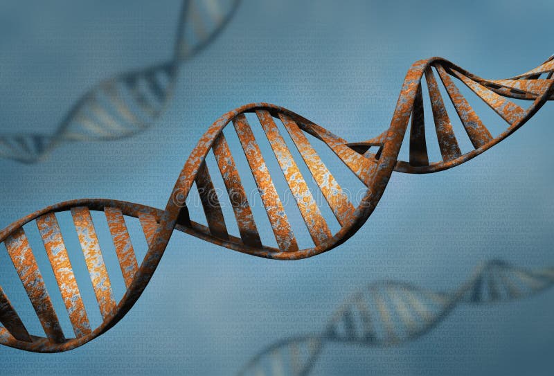 Biotechnology Concept of Old DNA and Protein Letter Background, Rust ...