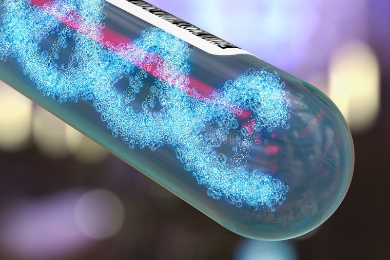 Biotechnology, DNA Research Concept. 3D Rendering Stock Illustration ...