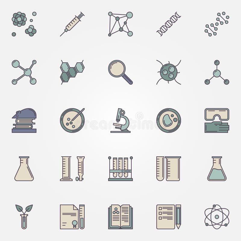 Biotechnology Flat Style Icon Sets Stock Illustration - Illustration of ...