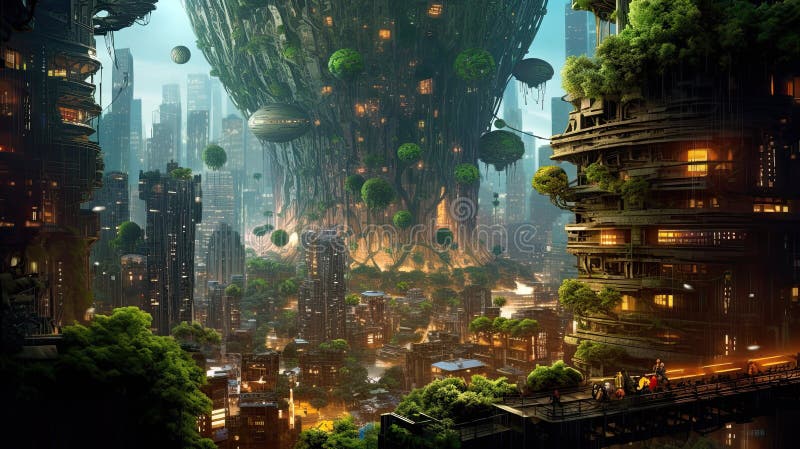 Biotechnology Futuristic City Created with Generative Al Technology ...