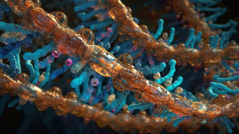 Biotechnology and Genetic Engineering. 3D Illustration of Science and ...