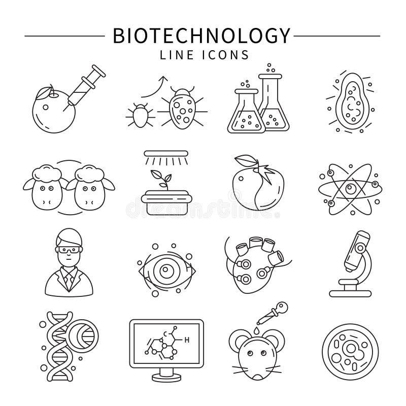 Biotechnology Icon Set stock vector. Illustration of emblem - 74562727