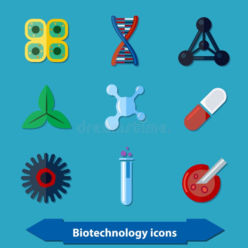 Biotechnology icons flat stock vector. Illustration of tech - 38323269