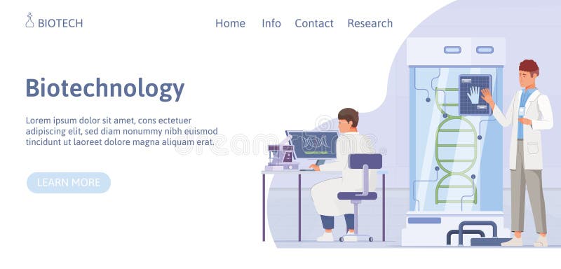 Biotechnology Landing Page in Flat Design Stock Illustration ...
