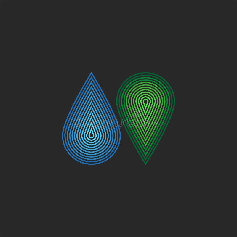 Biotechnology Logo Silhouette Abstract Blue Drop of Water and Green ...
