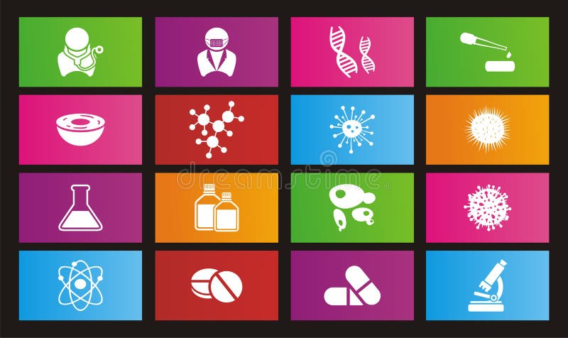 Biotechnology Flat Style Icon Sets Stock Illustration - Illustration of ...