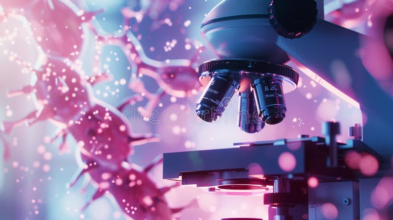 Biotechnology Research on a Molecular Level Samples Under a Microscope ...