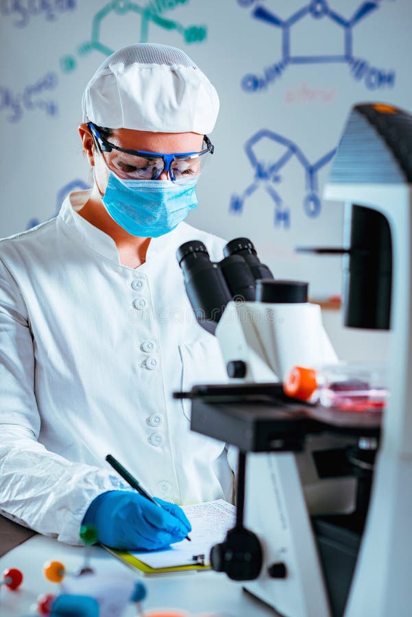 Biotechnology Researcher in Laboratory Working with Cell Culture Stock ...