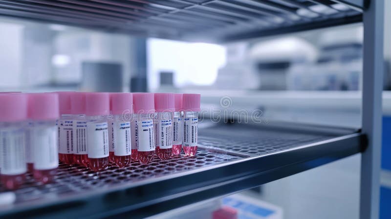 Biotechnology Research Vials in a Rack in Modern Clinical Laboratory ...