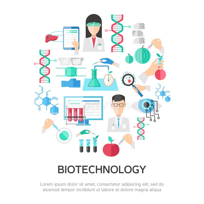 Biotechnology Round Composition Stock Vector - Illustration of change ...
