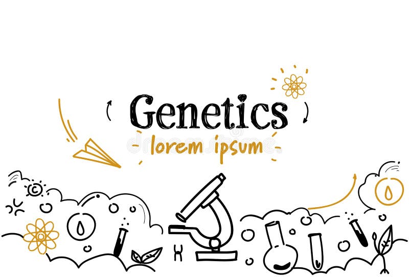 Biotechnology Science Genetics Concept Sketch Doodle Horizontal ...