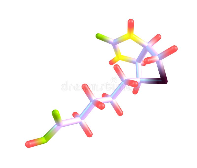 Biotin (B7) Molecular Structure on White Background Stock Illustration ...