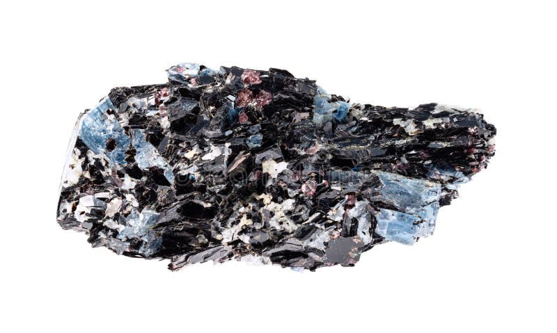 Raw Biotite Rock with Kyanite Crystals on Black Stock Photo - Image of ...