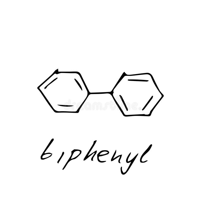 Biphenyl Molecule Formula. Hand Drawn Imitation of Biphenyl Structural ...