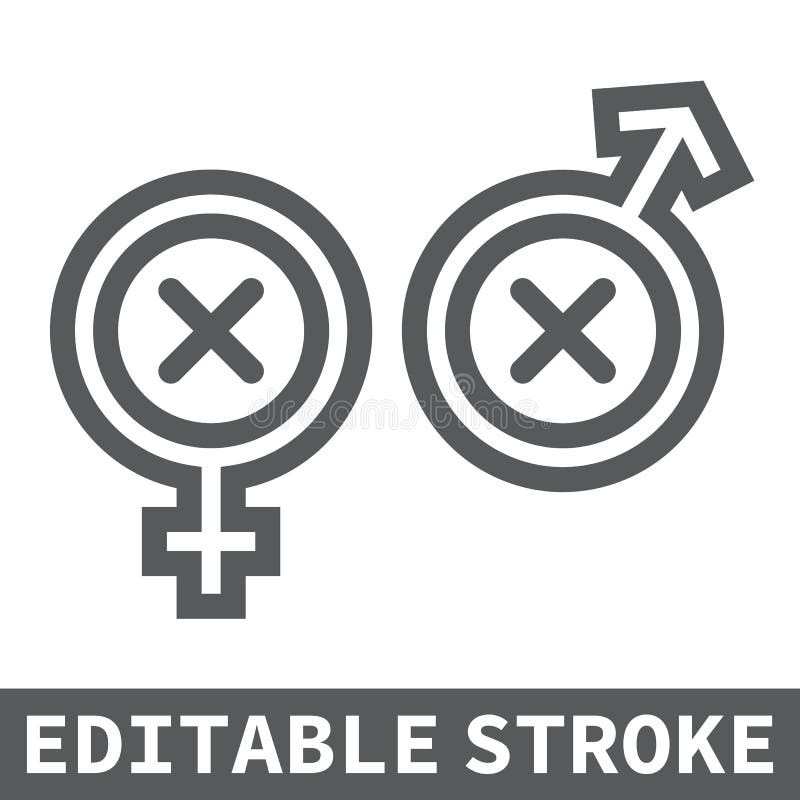 Biphobia Line Icon, Lgbt and Pride, Discrimination Sign Vector Graphics ...