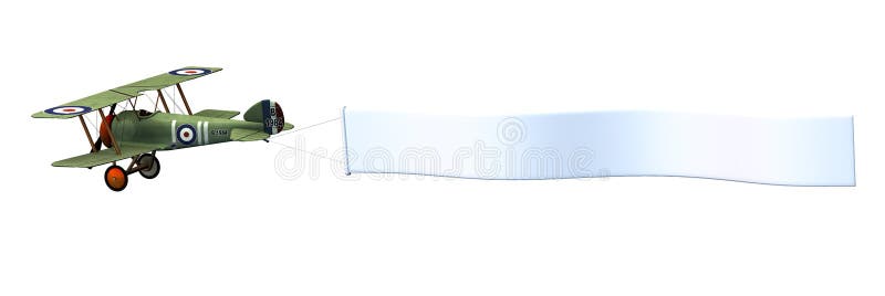 Biplane Pulling a Blank Banner Stock Illustration - Illustration of ...