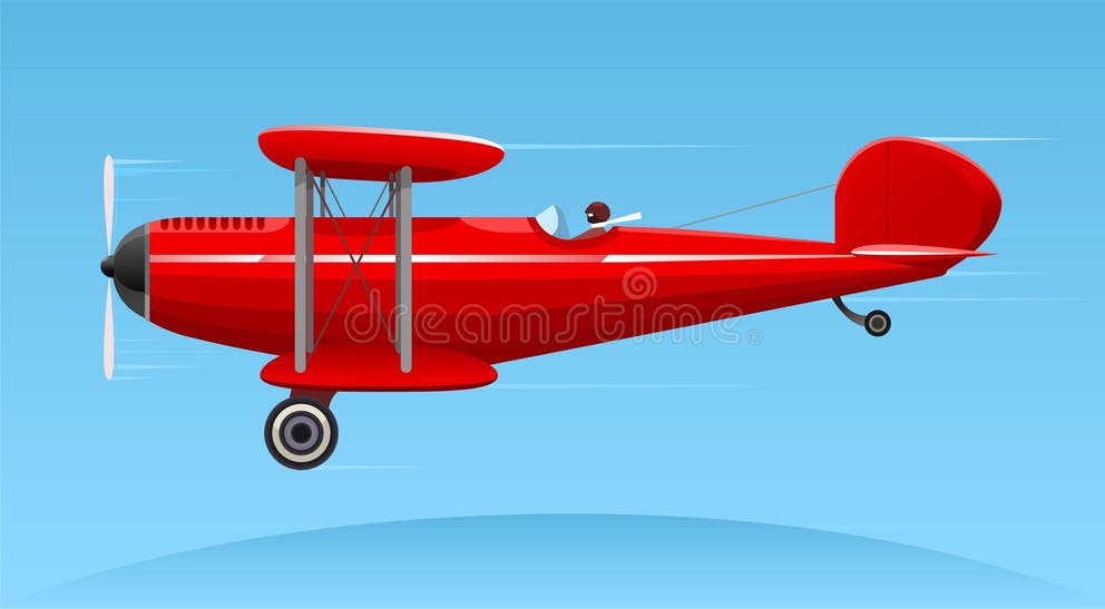Biplane Cartoon Illustration Stock Illustration - Illustration of ...