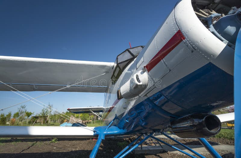 Biplane Front View Close-up View Stock Image - Image of aerodynamic ...