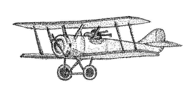 Biplane Isolated Outline stock vector. Illustration of drawing - 90544543