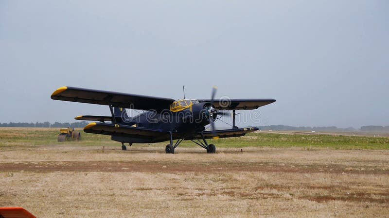 Biplane Preparing for Takeoff. Stock Video - Video of journey, engine ...