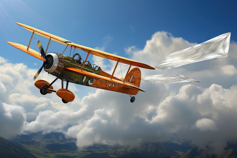 Biplane pulling banner stock illustration. Illustration of ...
