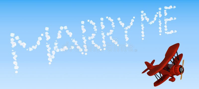 Biplane Sky Writing Marry Me Stock Illustration - Illustration of ...