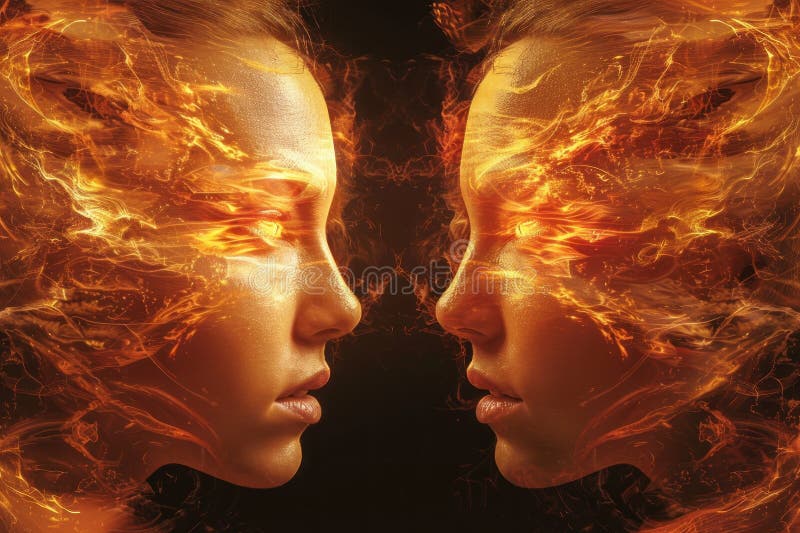 Bipolar or Mind Mental Disorder, Dual Personality Concept. Image with ...