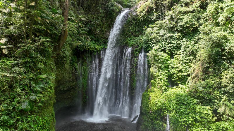 Bir Eye Shot of Tiu Kelep Waterfall Captures the Dramatic Drop As Water ...