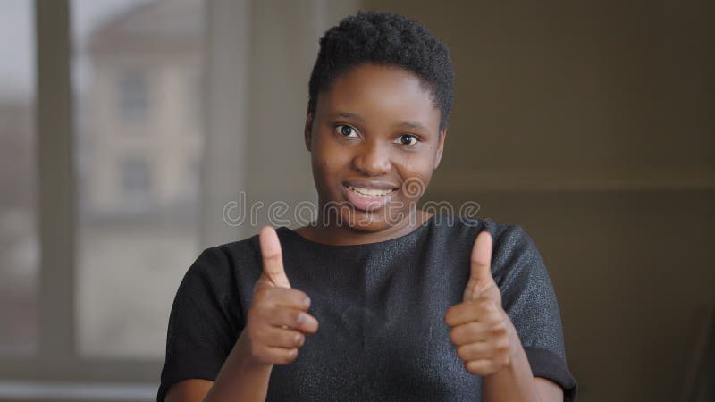 African American Biracial Woman Happy Emotional Girl Standing Indoors