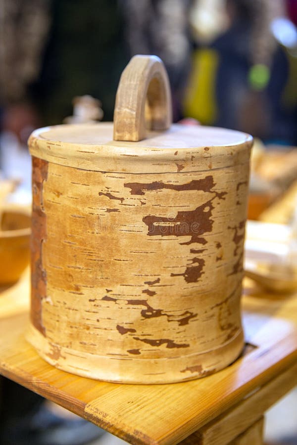 Birch Bark Container for Storing Bulk Products or Berries Stock Photo ...