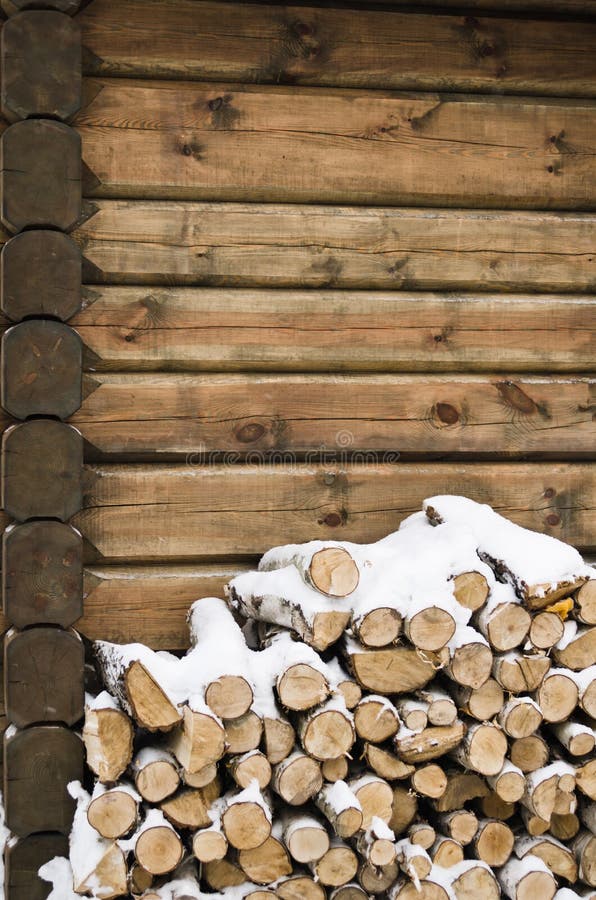 Birch Fire Wood at a Wall of the House Stock Image - Image of fire ...