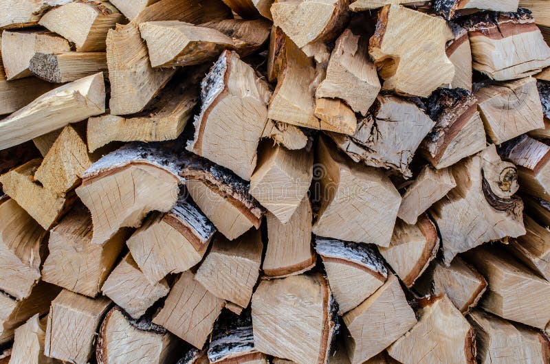 Birch Firewood Close Up. Palenitsa Firewood Folded in Several Rows ...