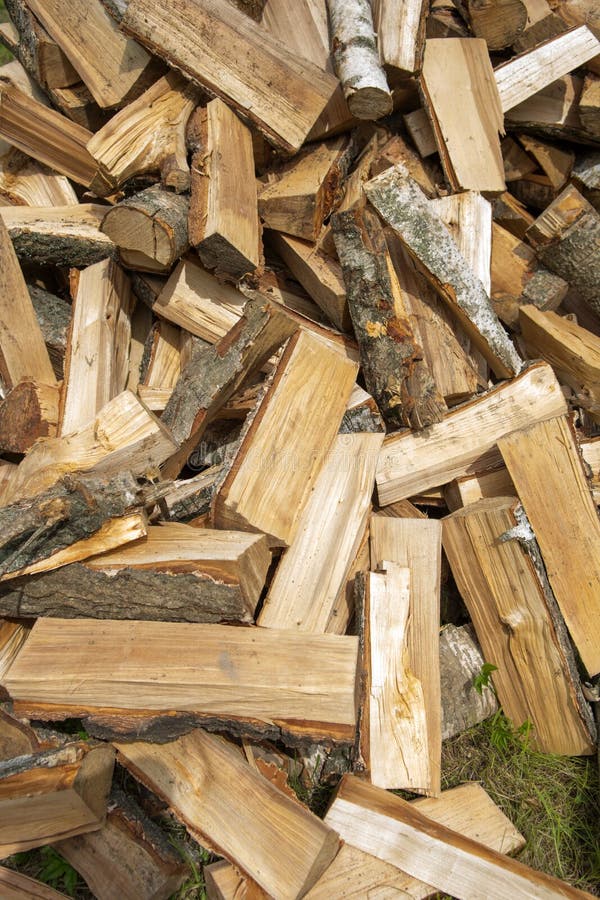 Split Red Oak Logs in a Firewood Pile Stock Photo - Image of winter ...