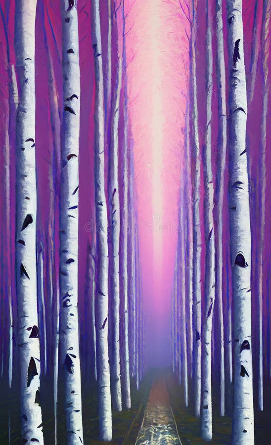 Birch Forest - Abstract Digital Art Stock Illustration - Illustration ...