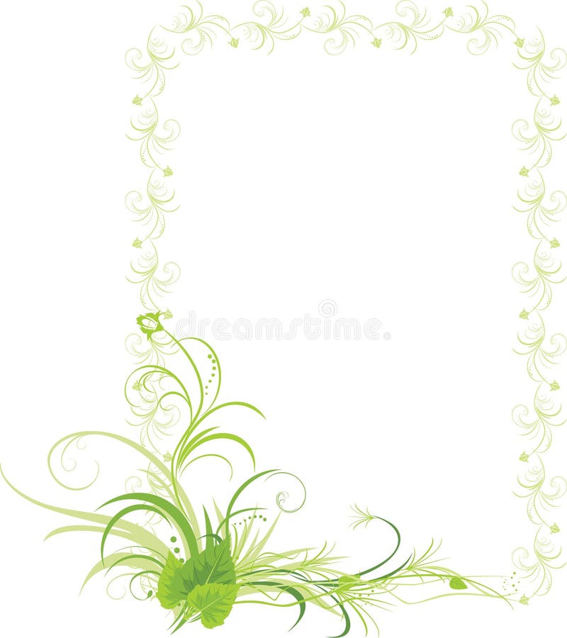 Birch Leaves with Floral Ornament in the Frame Stock Vector ...