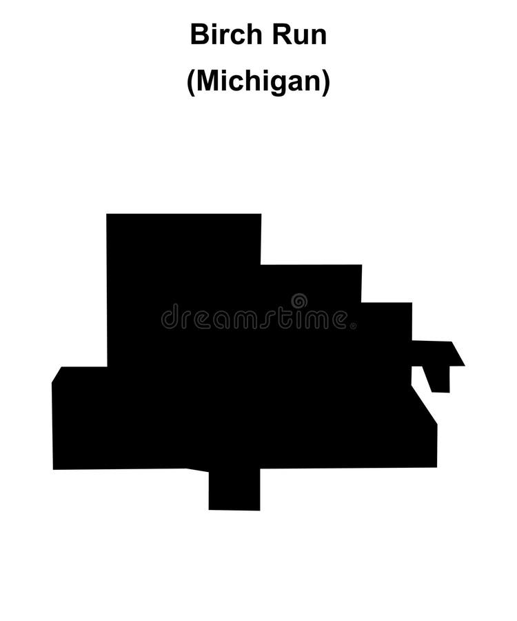 Birch Run outline map stock vector. Illustration of contour - 387409291