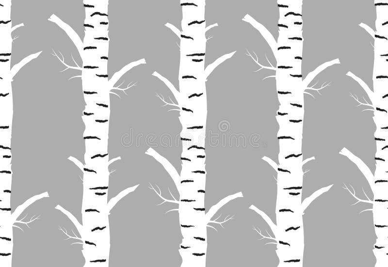 Birch Tree Autmn. Seamless Pattern Stock Vector - Illustration of bark ...