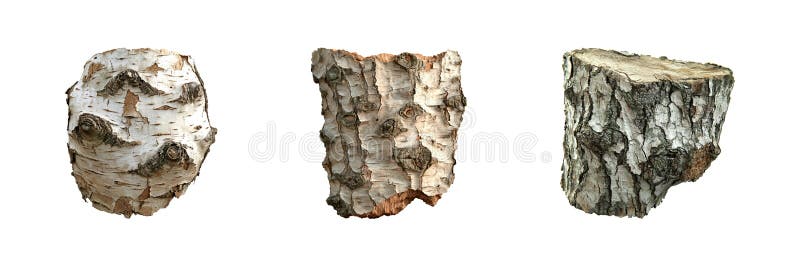 Birch Tree Bark Textures Set. Natural Patterns and Craft Materials ...
