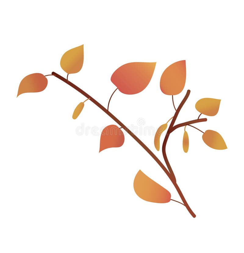A Birch Twig in a Gradient Color. Autumn Foliage. Texture Gradient ...