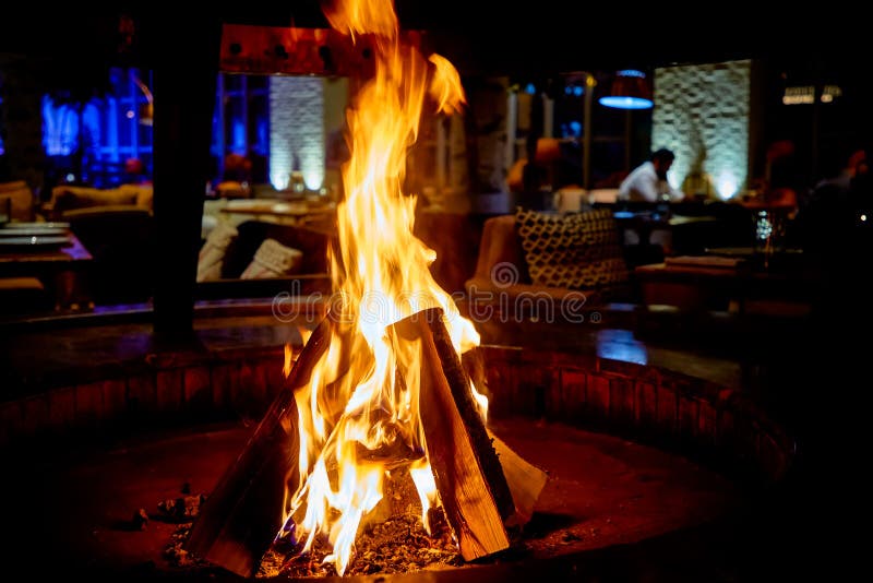 Birch Wood Burning in Fireplace Stock Photo - Image of closeup, pattern ...